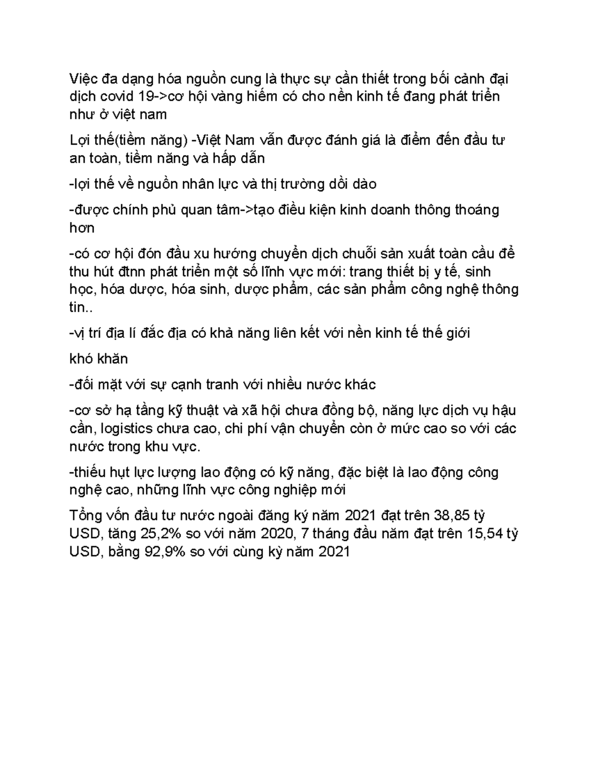 Tt và kk fdi vn - qlh - Việc đa dạng hóa nguồn cung là thực sự cần thiết trong bối cảnh đại dịch ...