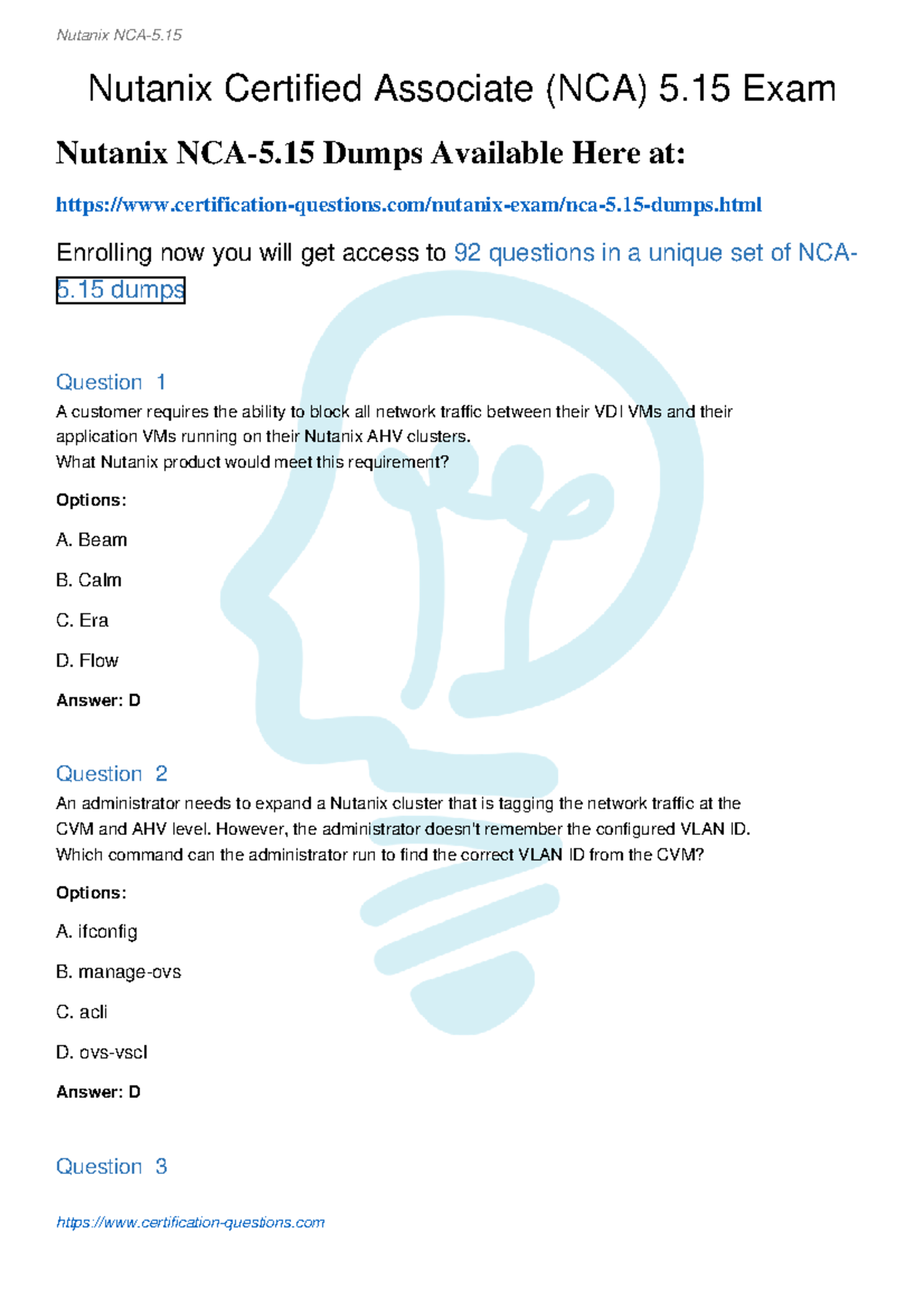 Nca-5.15-pdf - For practice purpose - Nutanix Certified Associate (NCA) 5 Exam Nutanix NCA-5 ...
