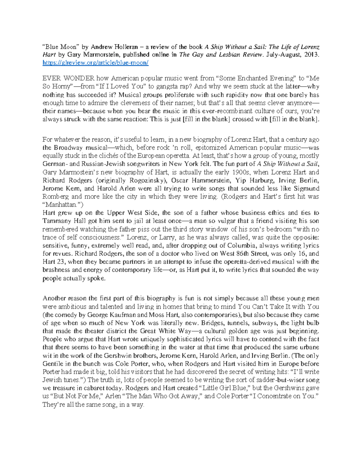 Blue Moon Book Review(module 2 Week 7) - “Blue Moon” by Andrew Holleran ...