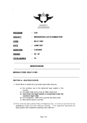 Chapter 3 Indigenous law notes - CHAPTER 3: Recognition, Application ...