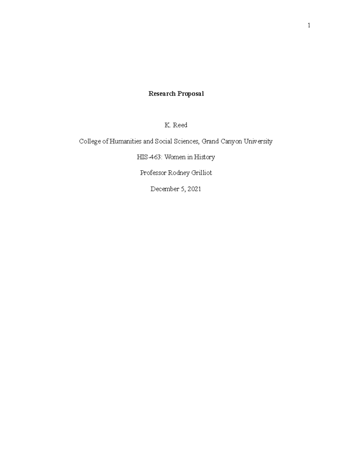 Research Proposal - HIS-463 - GCU - Studocu