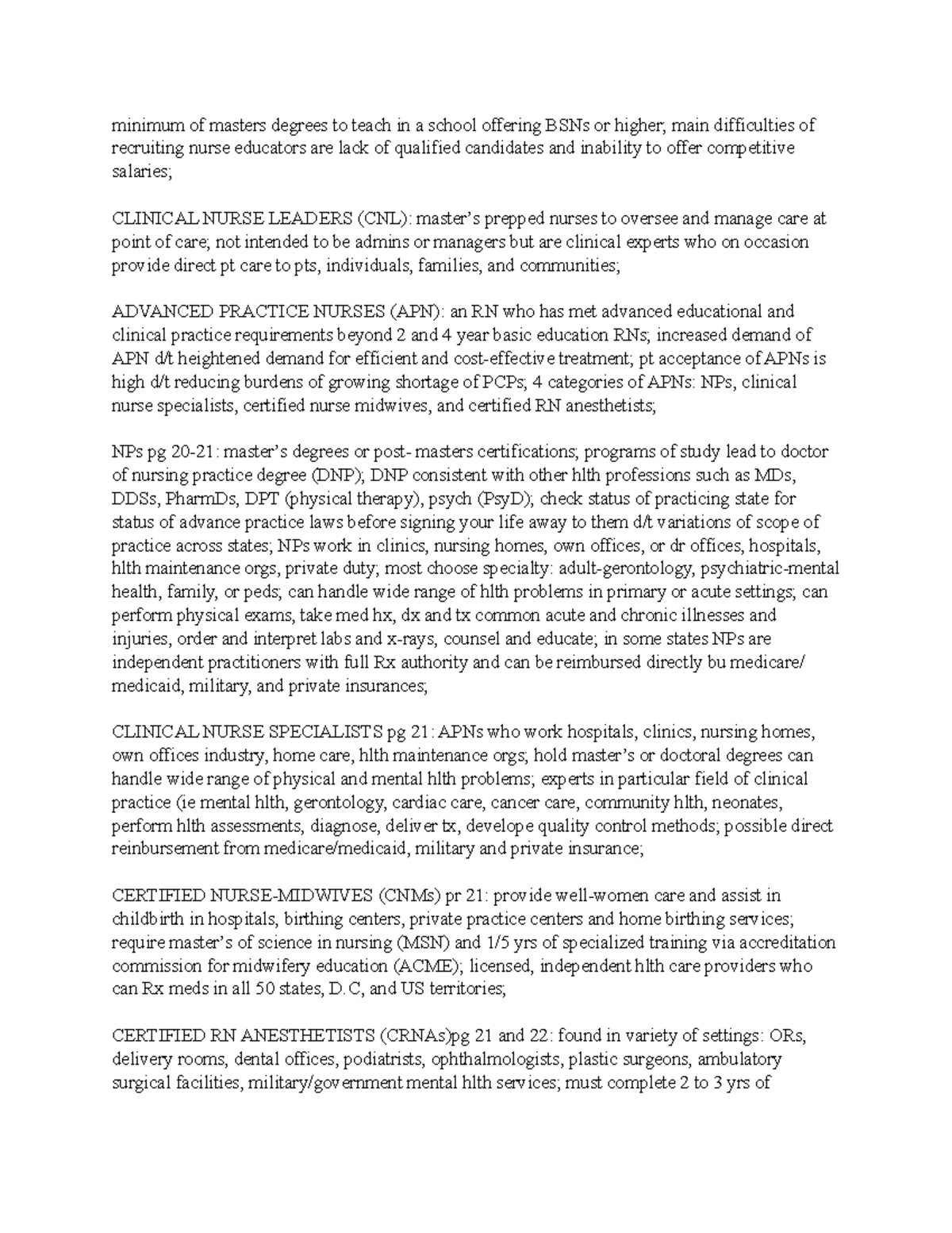 ADN1Exam1Blueprint 6 - lecture notes - minimum of masters degrees to ...