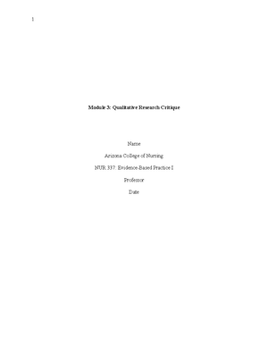 Qualitative Research Critique - Qualitative Research Critique Karissa McKinney Arizona College ...