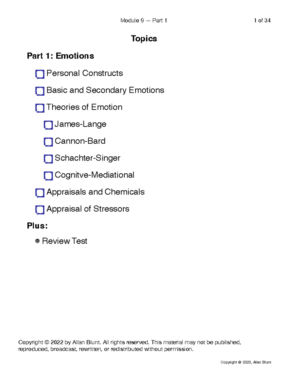 1. Theories of Emotions (SV) - Topics Part 1: Emotions Personal ...