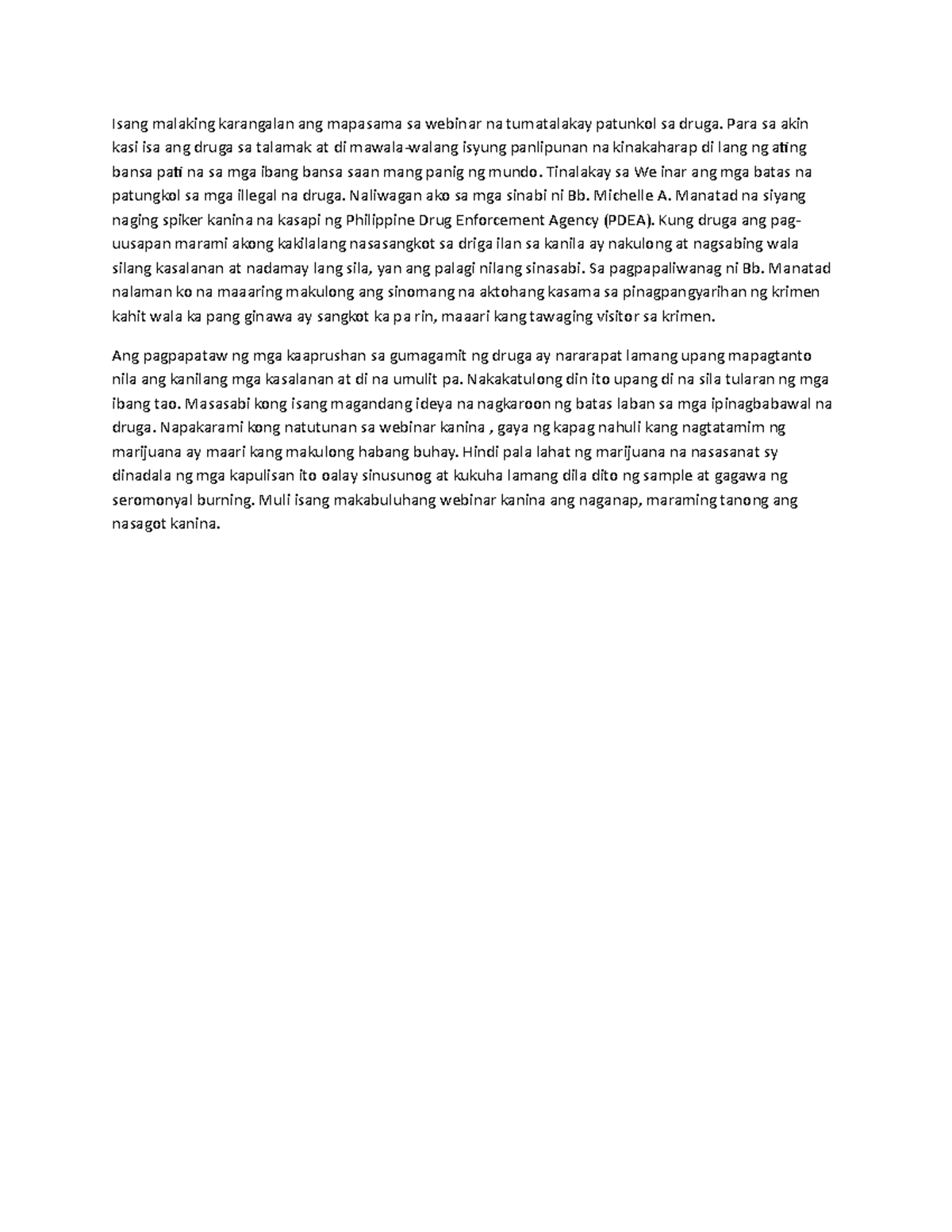 Repleksyon- Druga - For download purposes only - Isang malaking ...