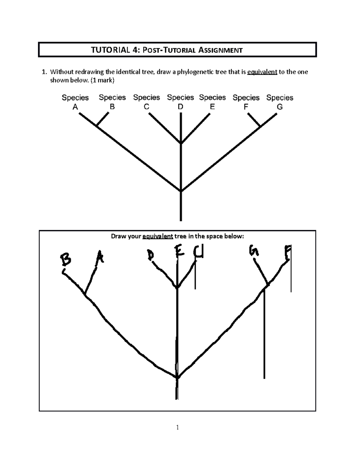 Tutorial 4 Phylogenetic Trees F22 - TUTORIAL 4: POST-TUTORIAL ASSIGNMENT Without redrawing the ...