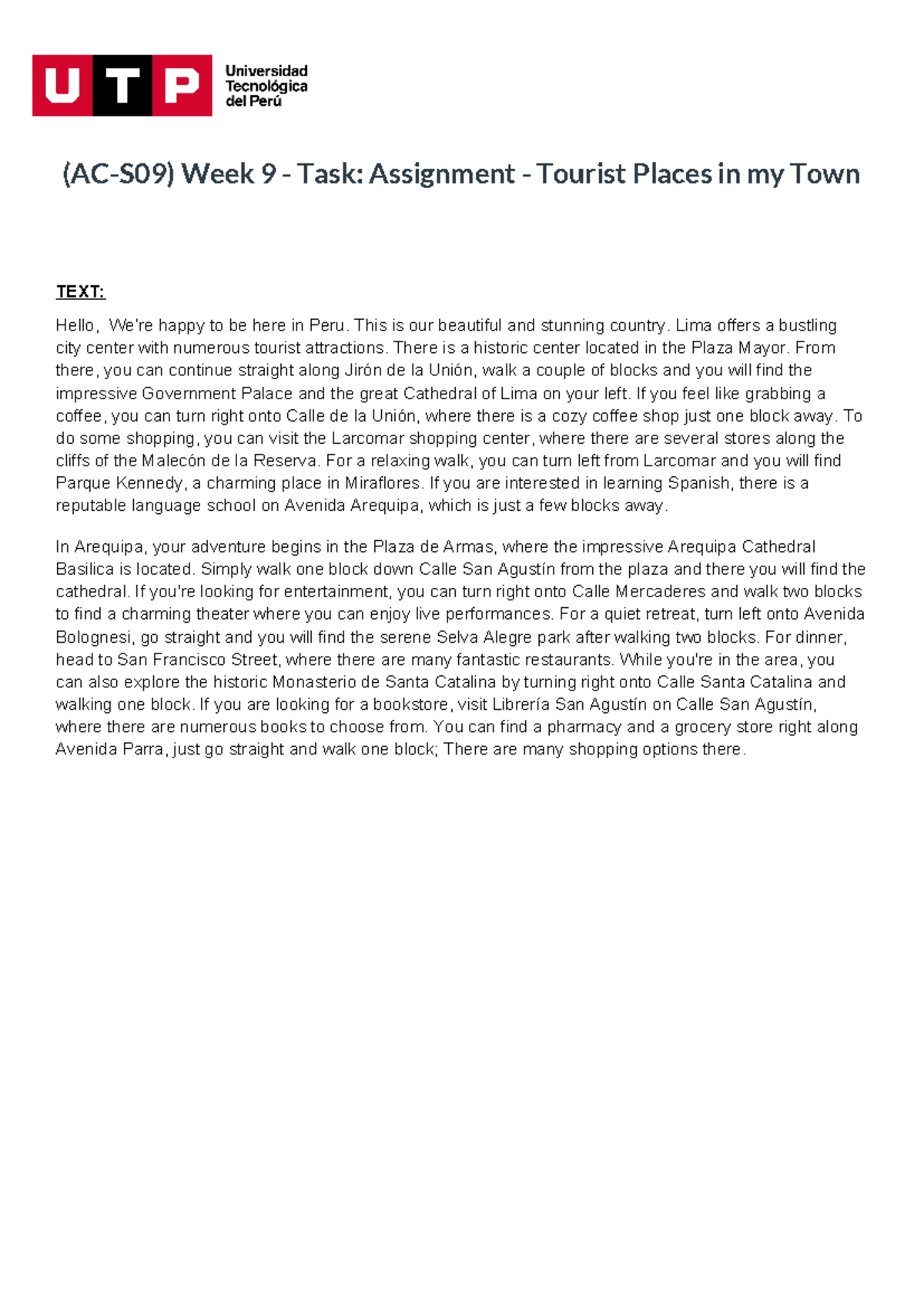 Week9 (AC-S09) Week 9 - Task Assignment - Tourist Places in my Town - (AC-S09) Week 9 - Task ...