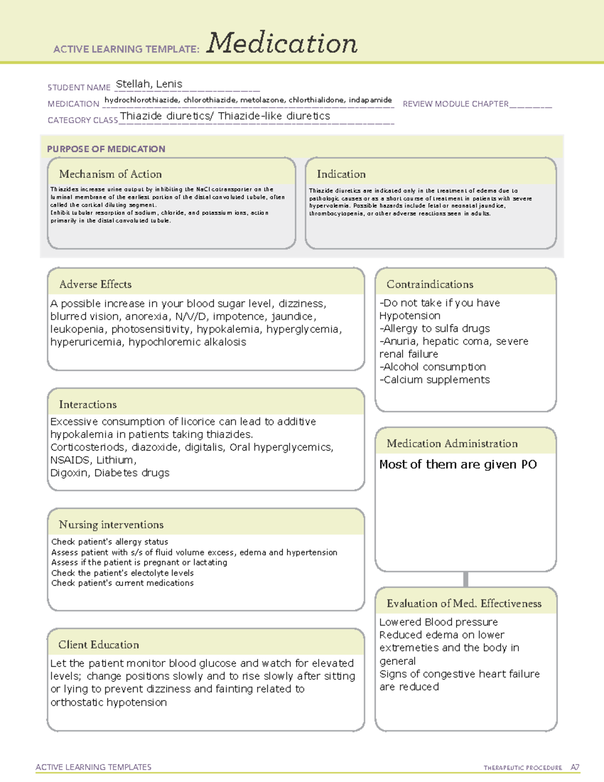 Lobure Thiazidedeureticsmedtemplate 08232021 - ACTIVE LEARNING ...