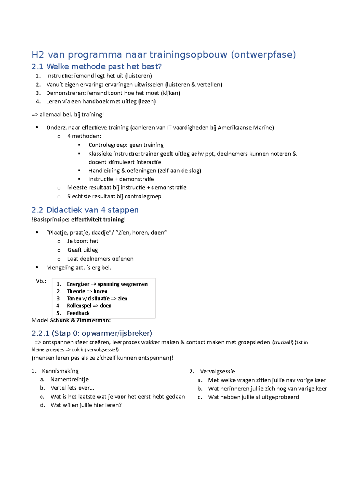 H2 van programma naar trainingsopbouw - Instructie: iemand legt het uit ...