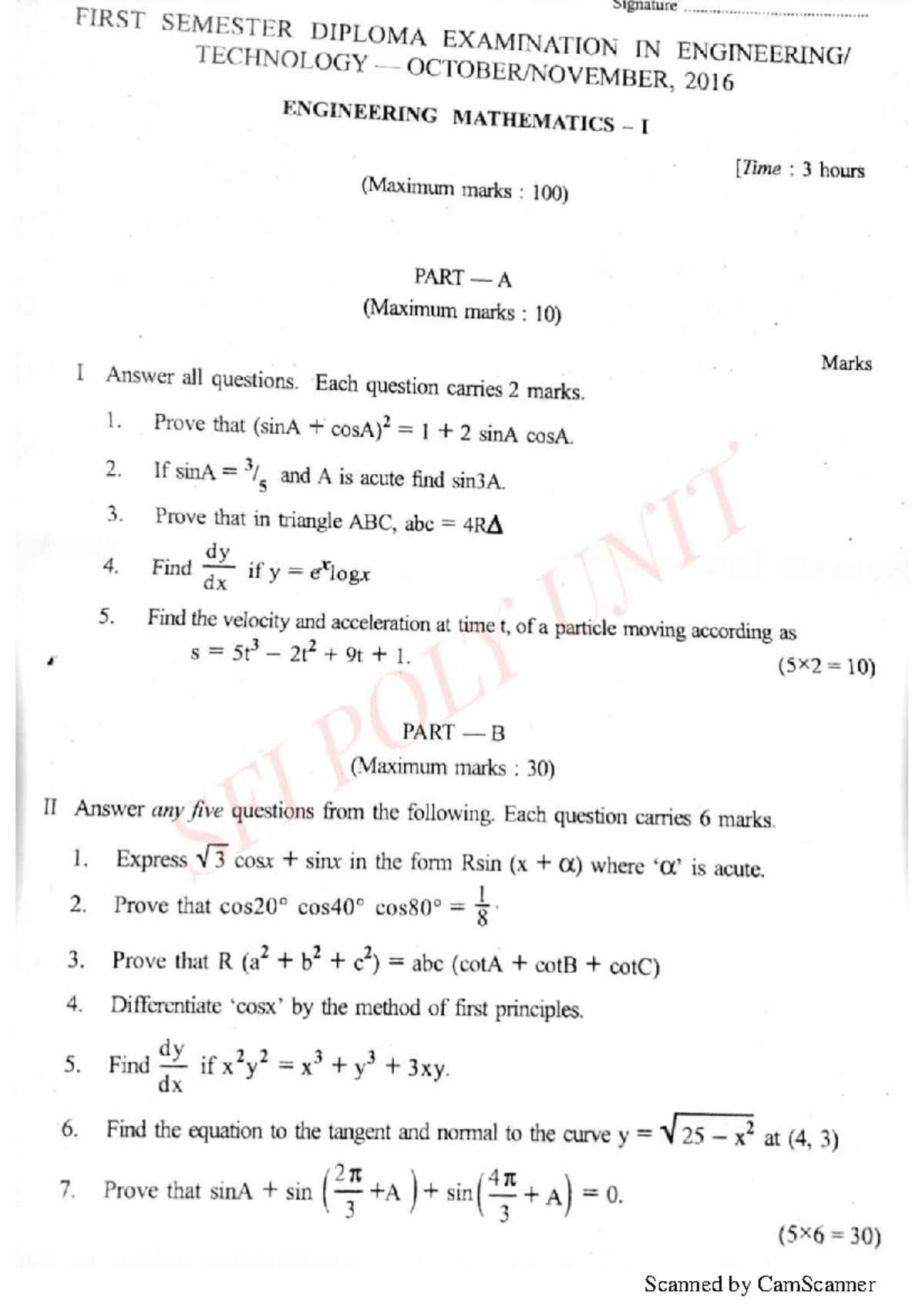 Maths 2016 Obt-1pdf - Mechanical Engineering - Scanned by CamScanner Scanned by CamScanner - Studocu