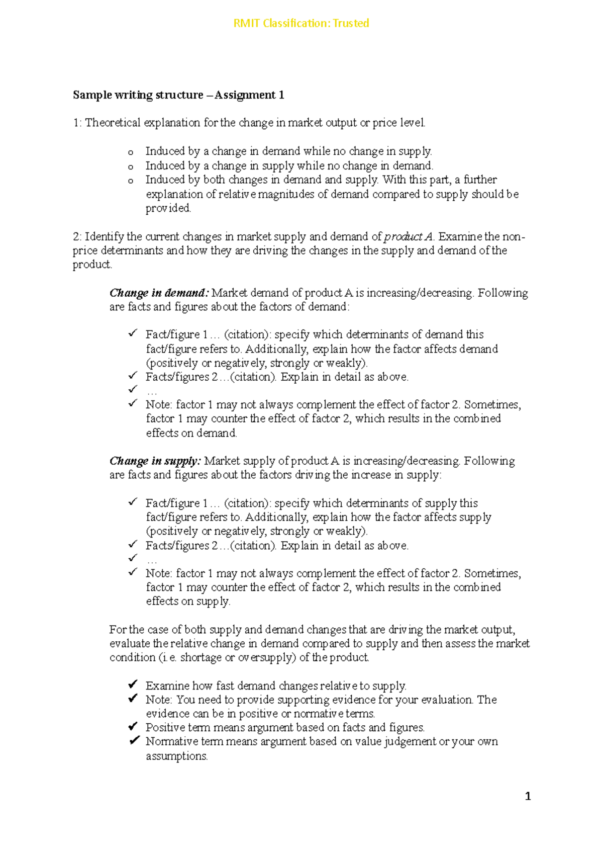 Sample writing structure of market equilibrium analysis 2023B - Sample writing structure – - Studocu