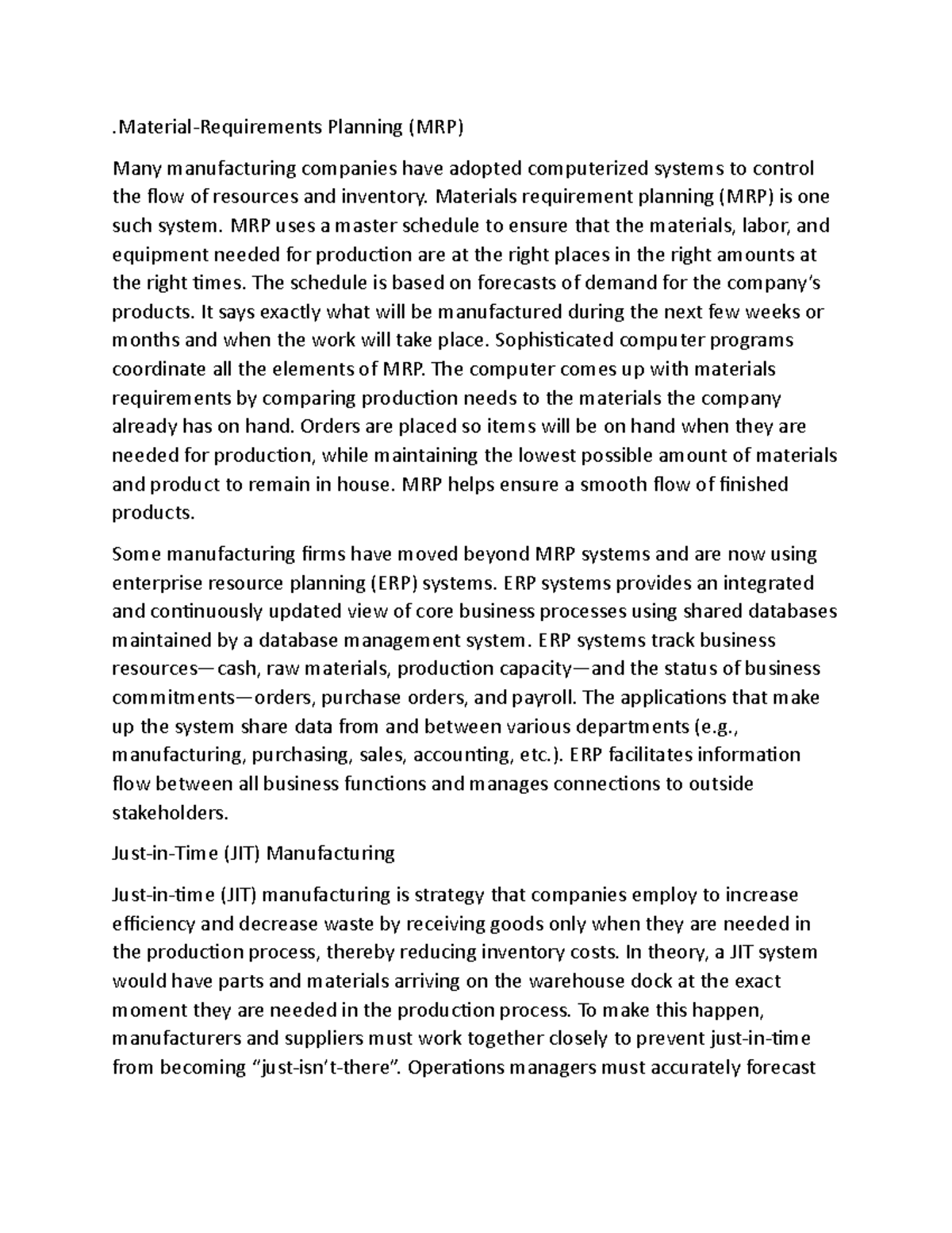 Material planning and control - .Material-Requirements Planning (MRP ...