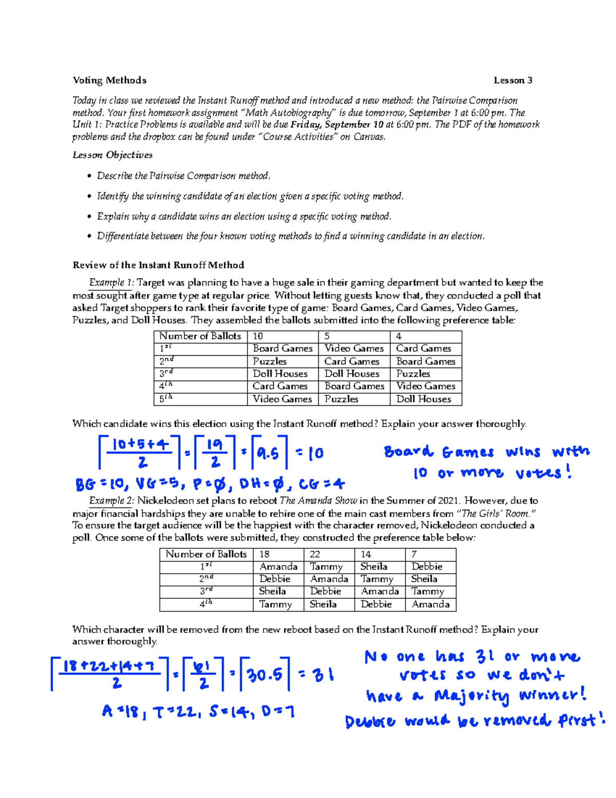 Lesson 3 Pairwise Comparison Solutions - MA111 - UKY - Studocu