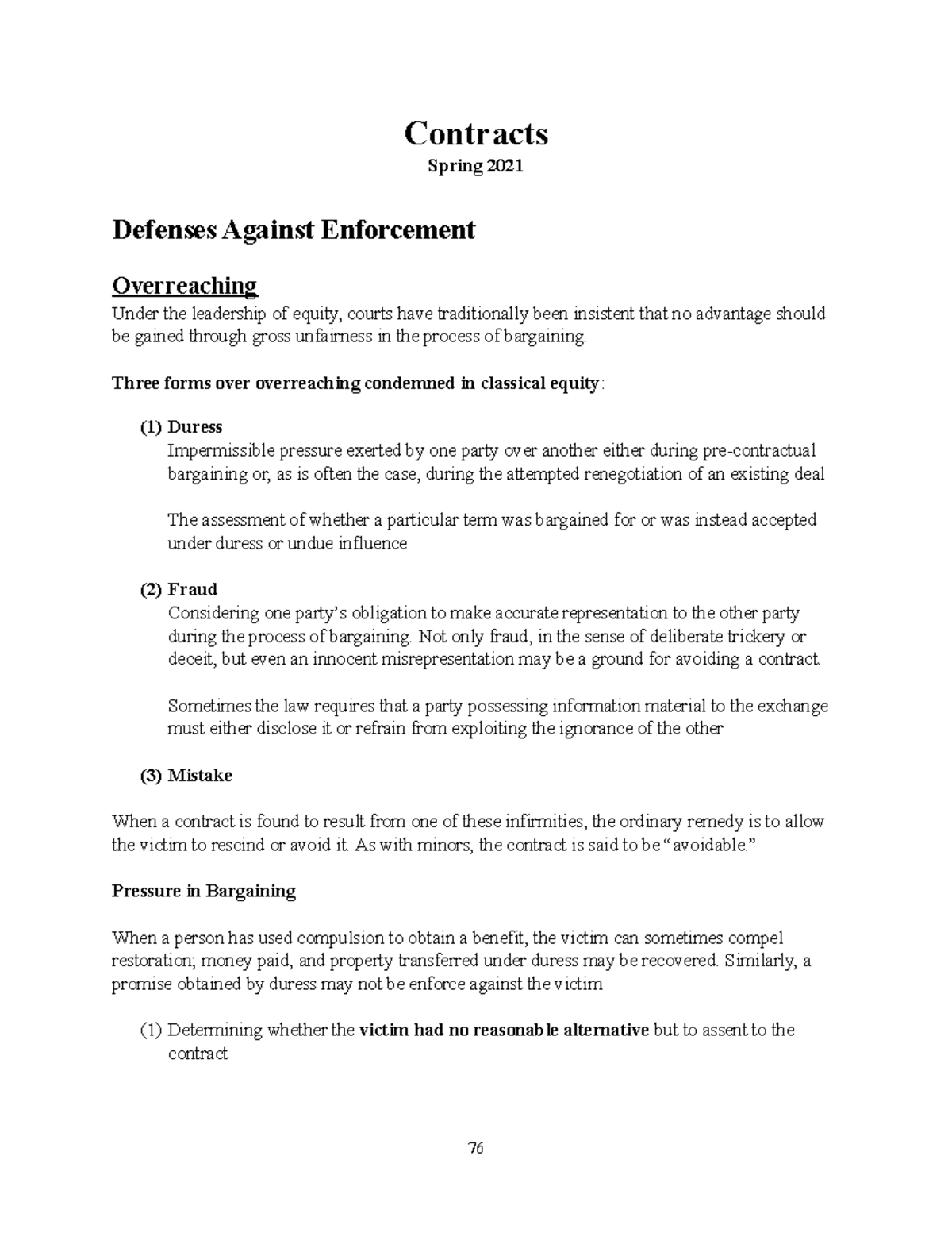 Attack Outline 2. Defenses. Contracts Final. Spring 2021 3 - Contracts ...
