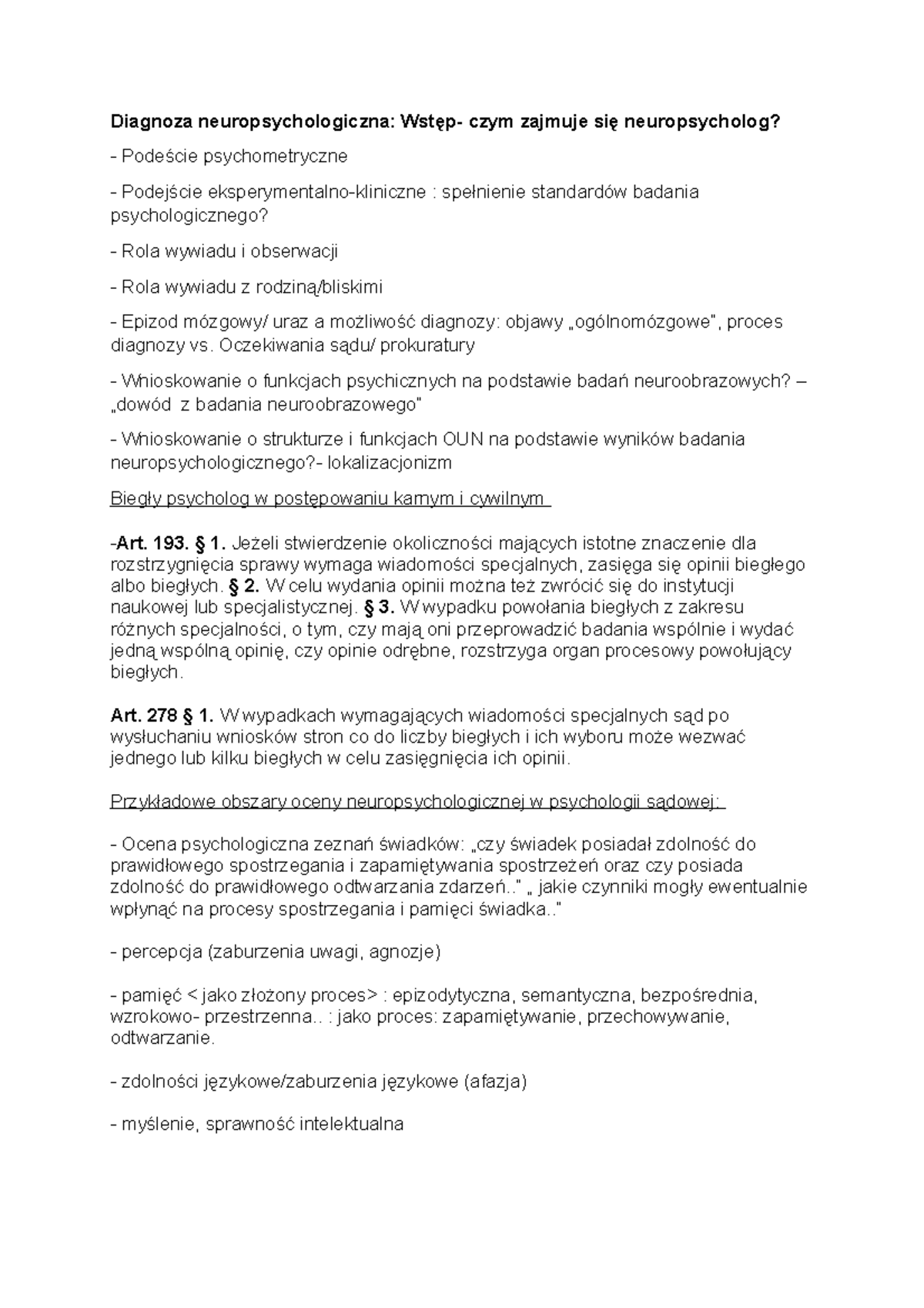Diagnoza neuropsychologiczna 2020/2021 SWPS Katowice - Diagnoza ...