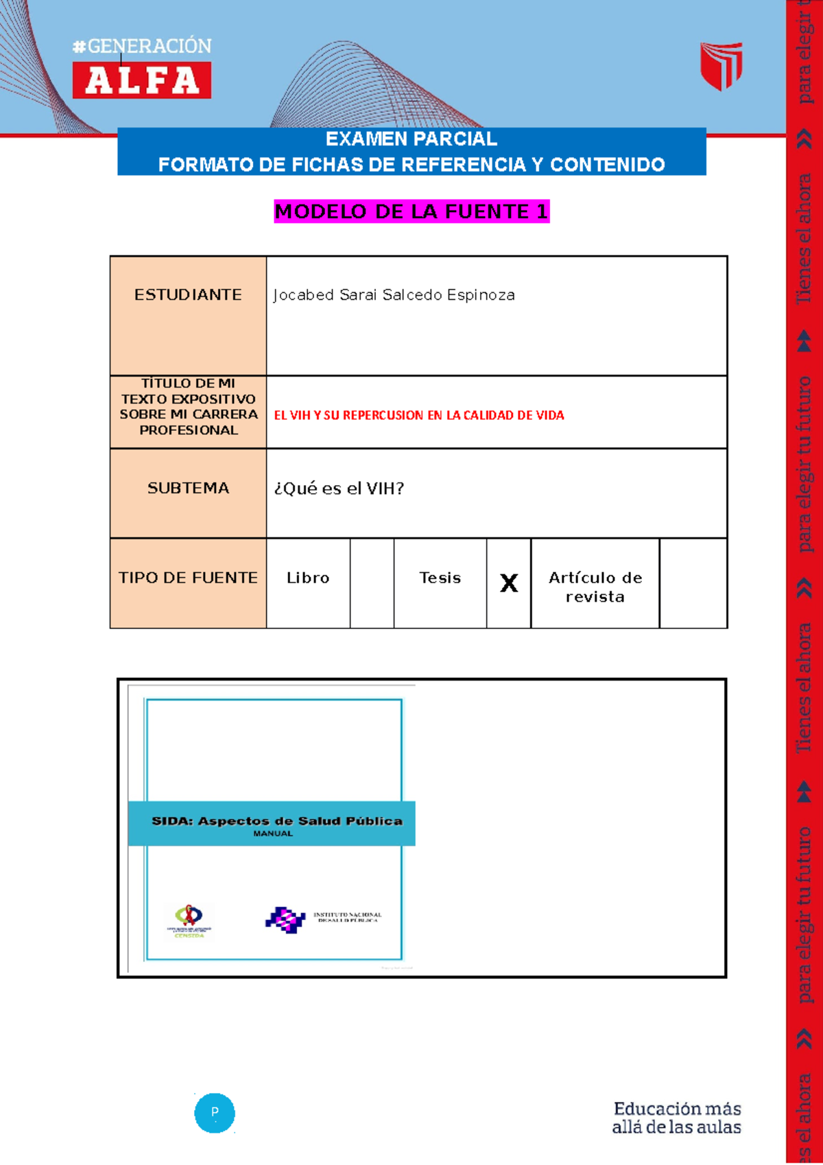Formato PARA EL Examen Parcial - EXAMEN PARCIAL FORMATO DE FICHAS DE REFERENCIA Y CONTENIDO ...