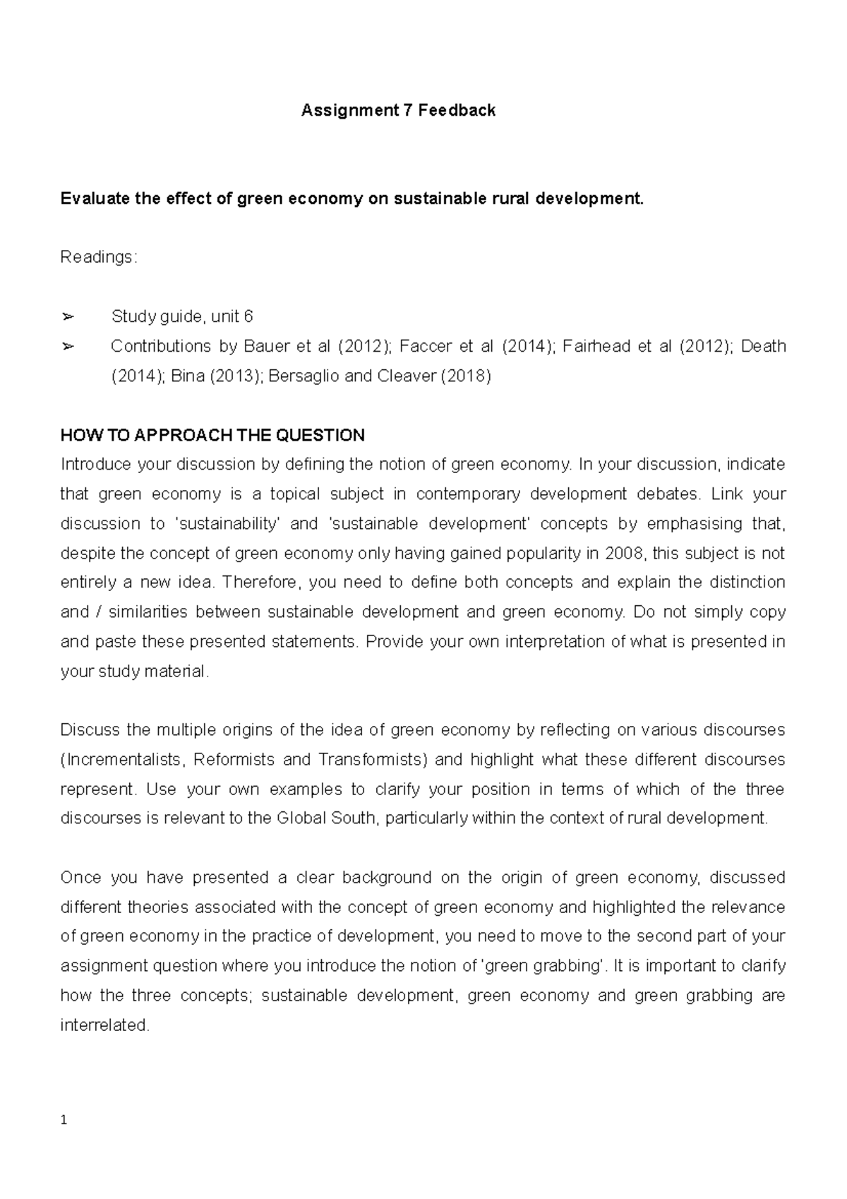 Assignment 7 Feedback - Assignment 7 Feedback Evaluate the effect of ...