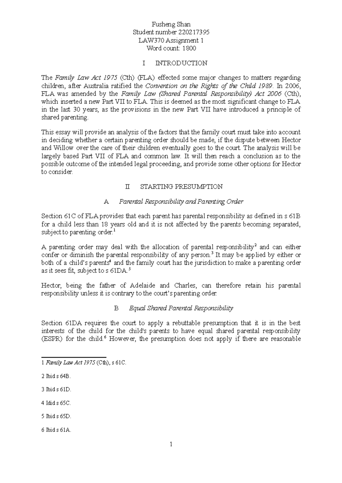 LAW 370 Assignment- Fusheng Shan - Student number 220217395 LAW370 ...