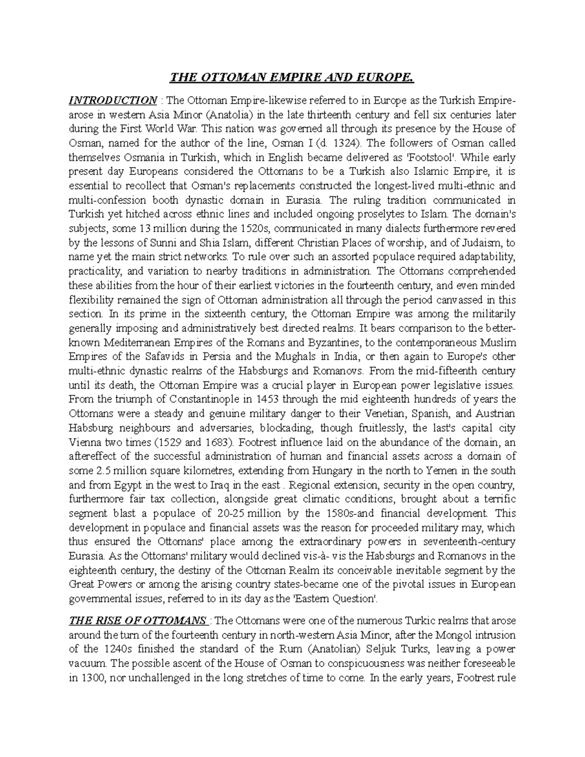 THE Ottoman Empire AND Europe - THE OTTOMAN EMPIRE AND EUROPE ...