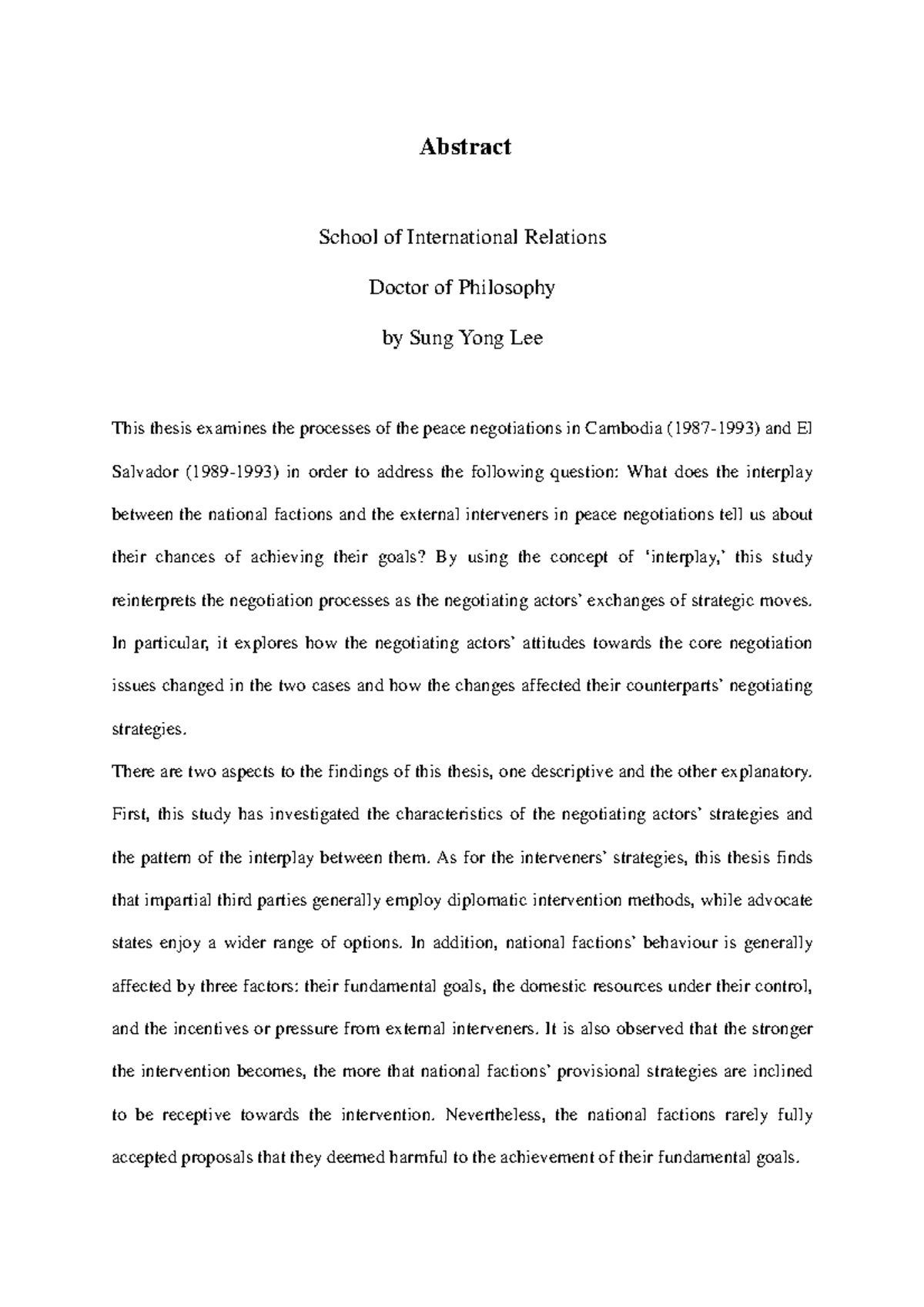 Dynamics OF Interplay Between Third- Party 1 - Abstract School of International Relations Doctor ...