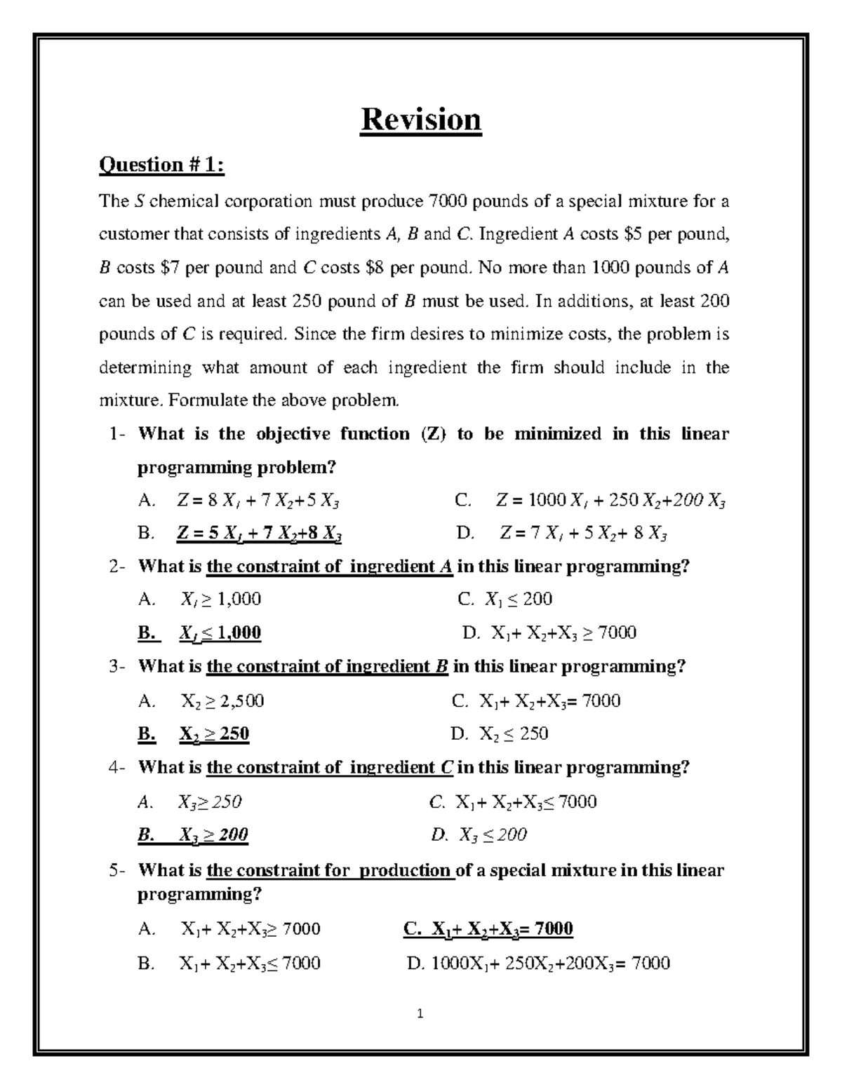 Revision Bubble sheet - Revision Question # 1: The S chemical ...