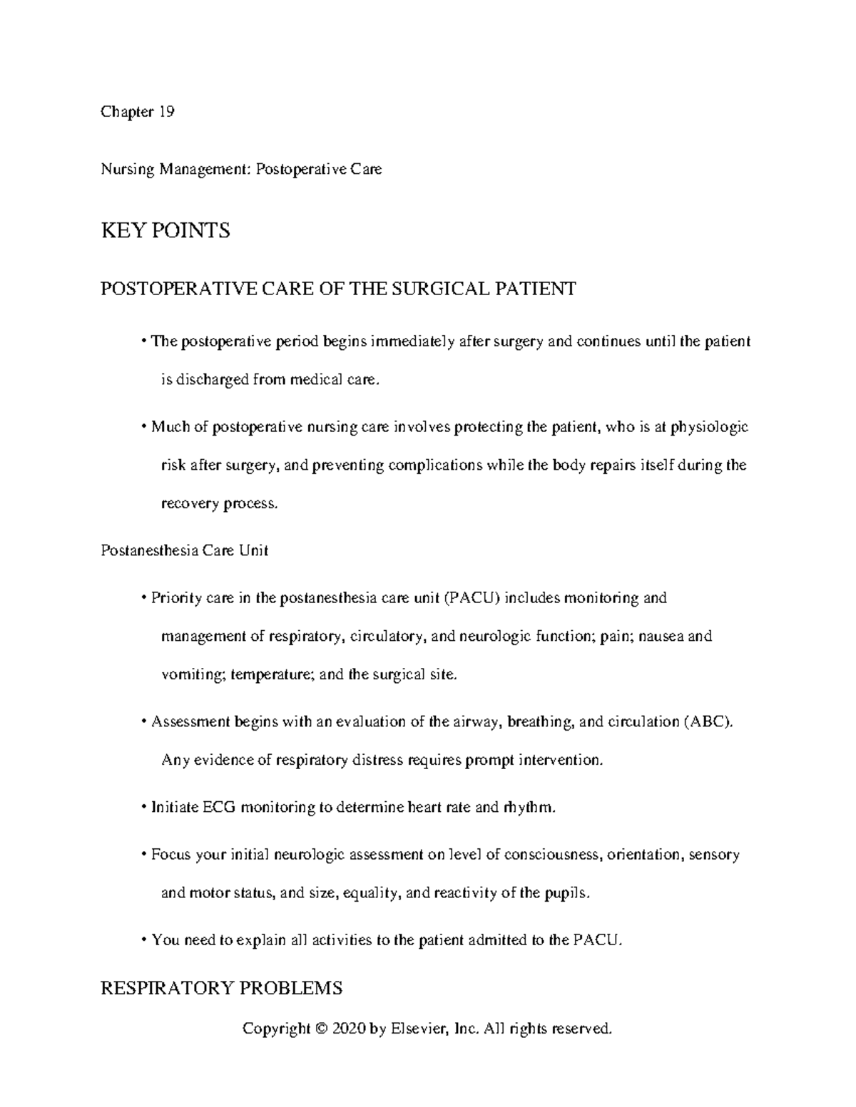 Chapter 019 - book spark notes - Chapter 19 Nursing Management ...