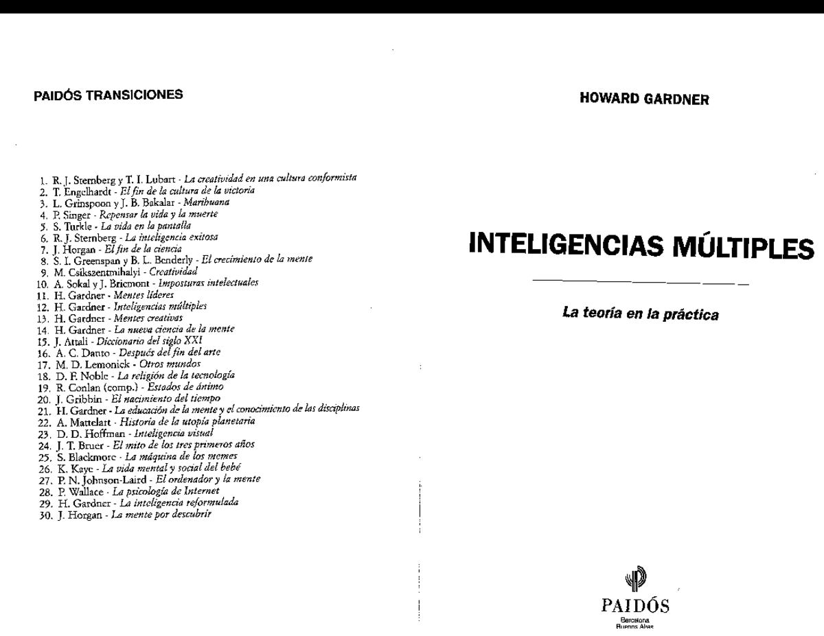 153509955 Gardner Howard Inteligencias Multiples pdf - Ciencias de la ...