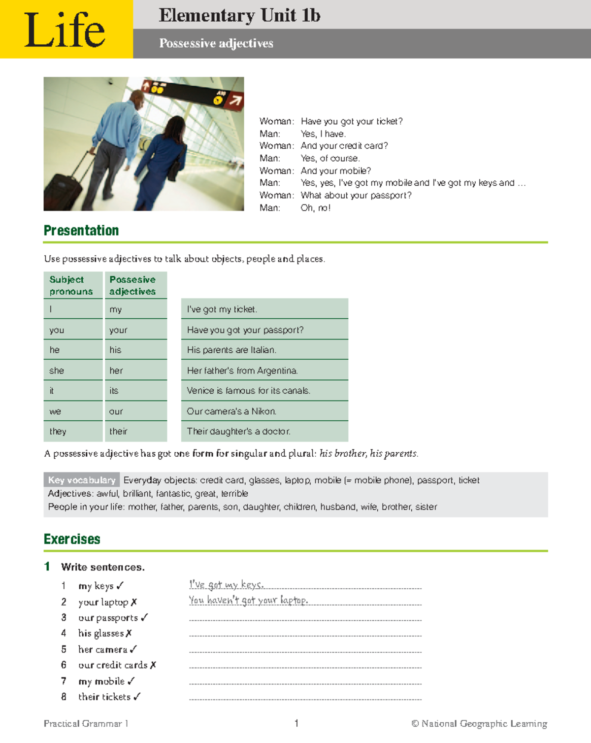 Elementary Unit 1b inglese - Practical Grammar 1 1 © National ...