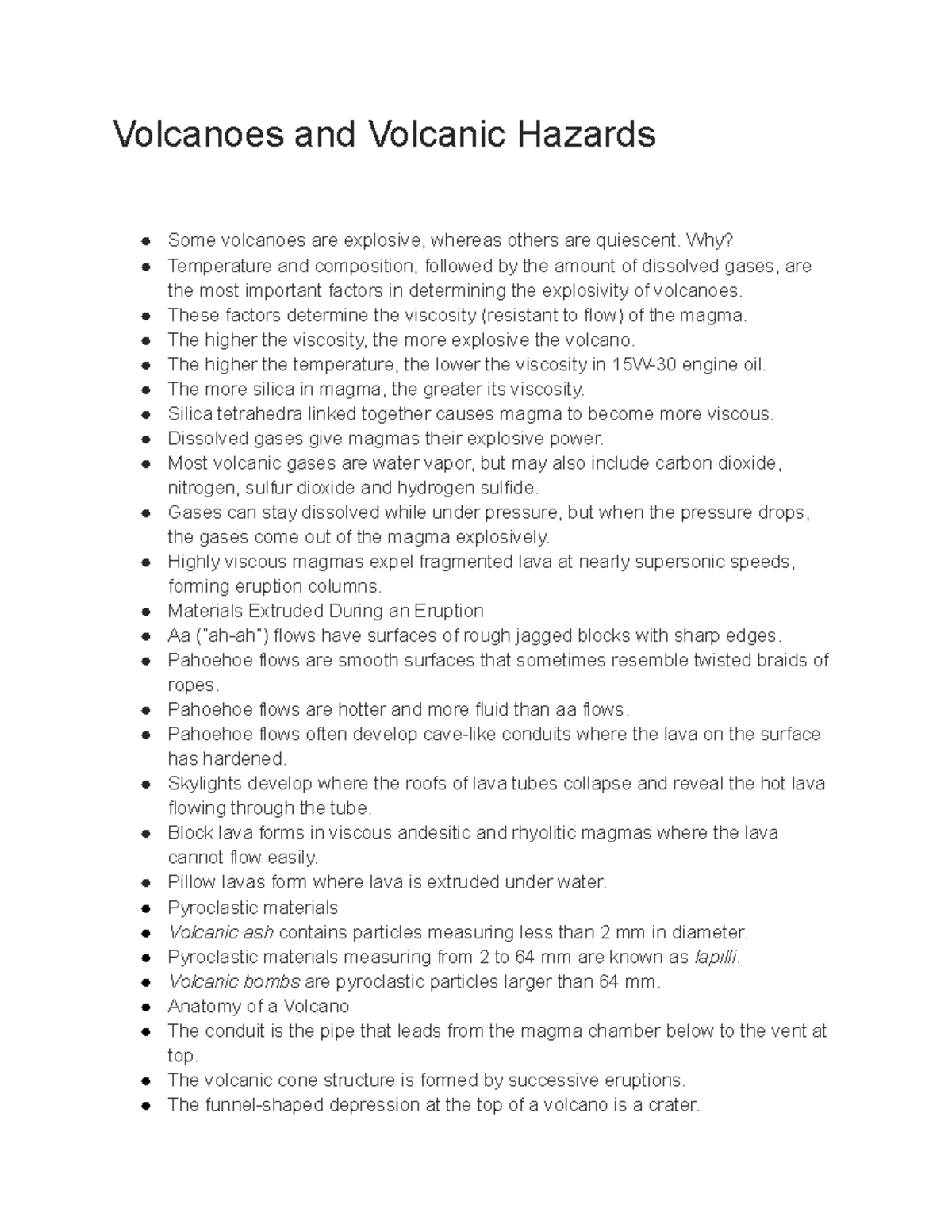 Volcanoes and Volcanic Hazards - Why? Temperature and composition ...