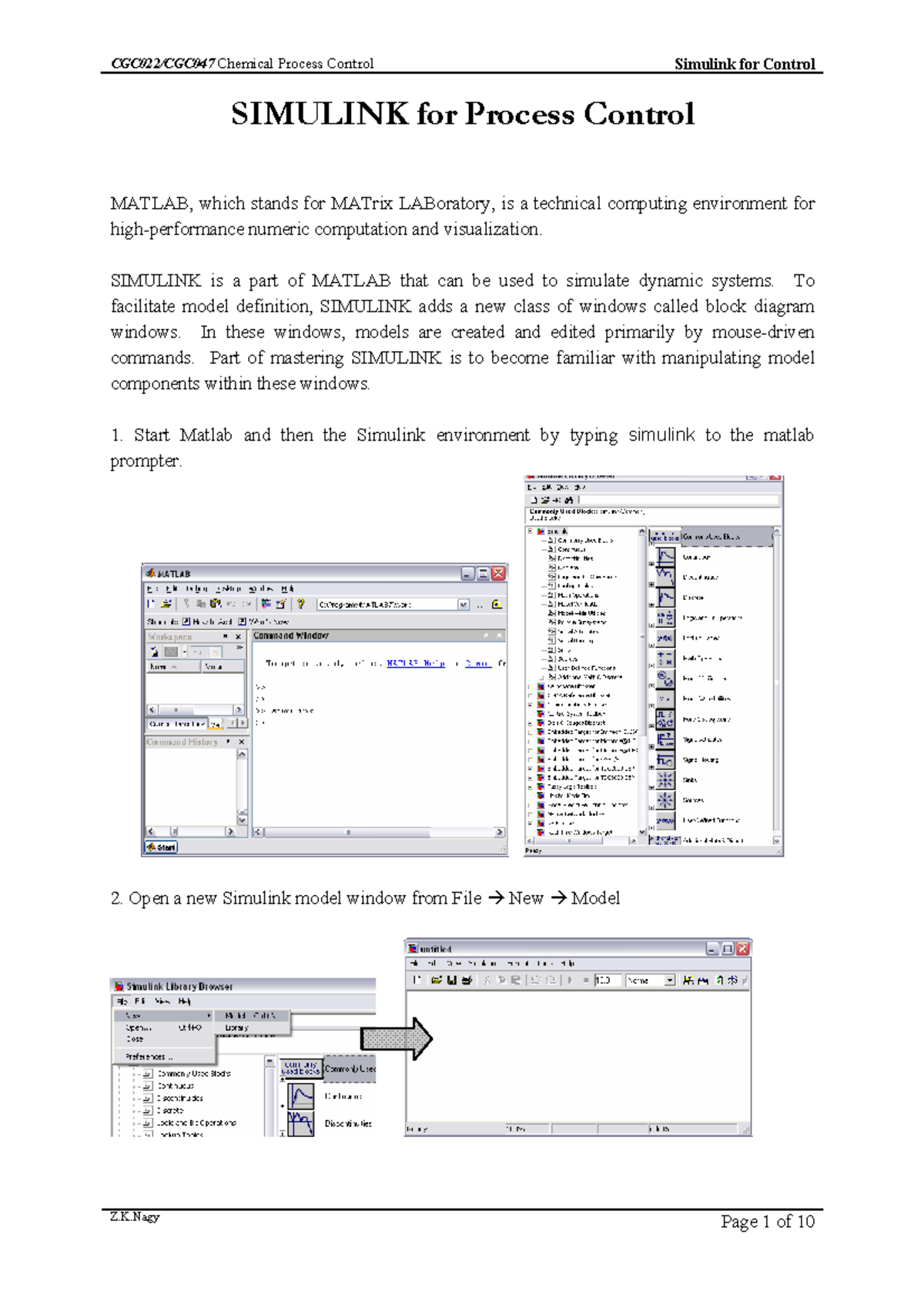 Simulink - process control - SIMULINK for Process Control MATLAB, which stands for MATrix - Studocu
