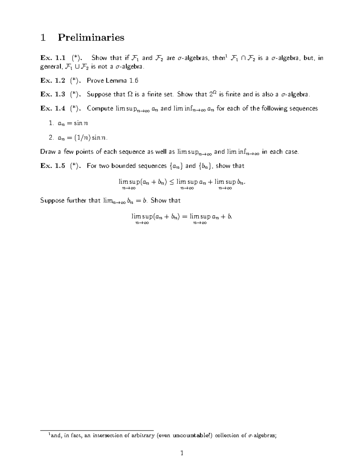 Durham University Probability ii Problem Sheet - 1 Preliminaries Ex. 1 ...