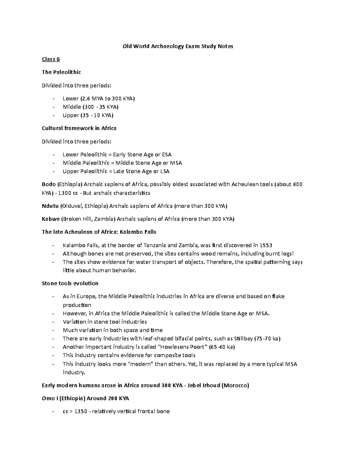 Old World Archaeology Exam Study Notes - Therefore, the spatial ...