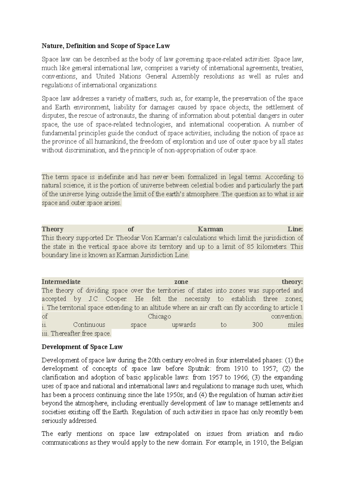 Space Law - Nature, Definition and Scope of Space Law Space law can be described as the body of ...