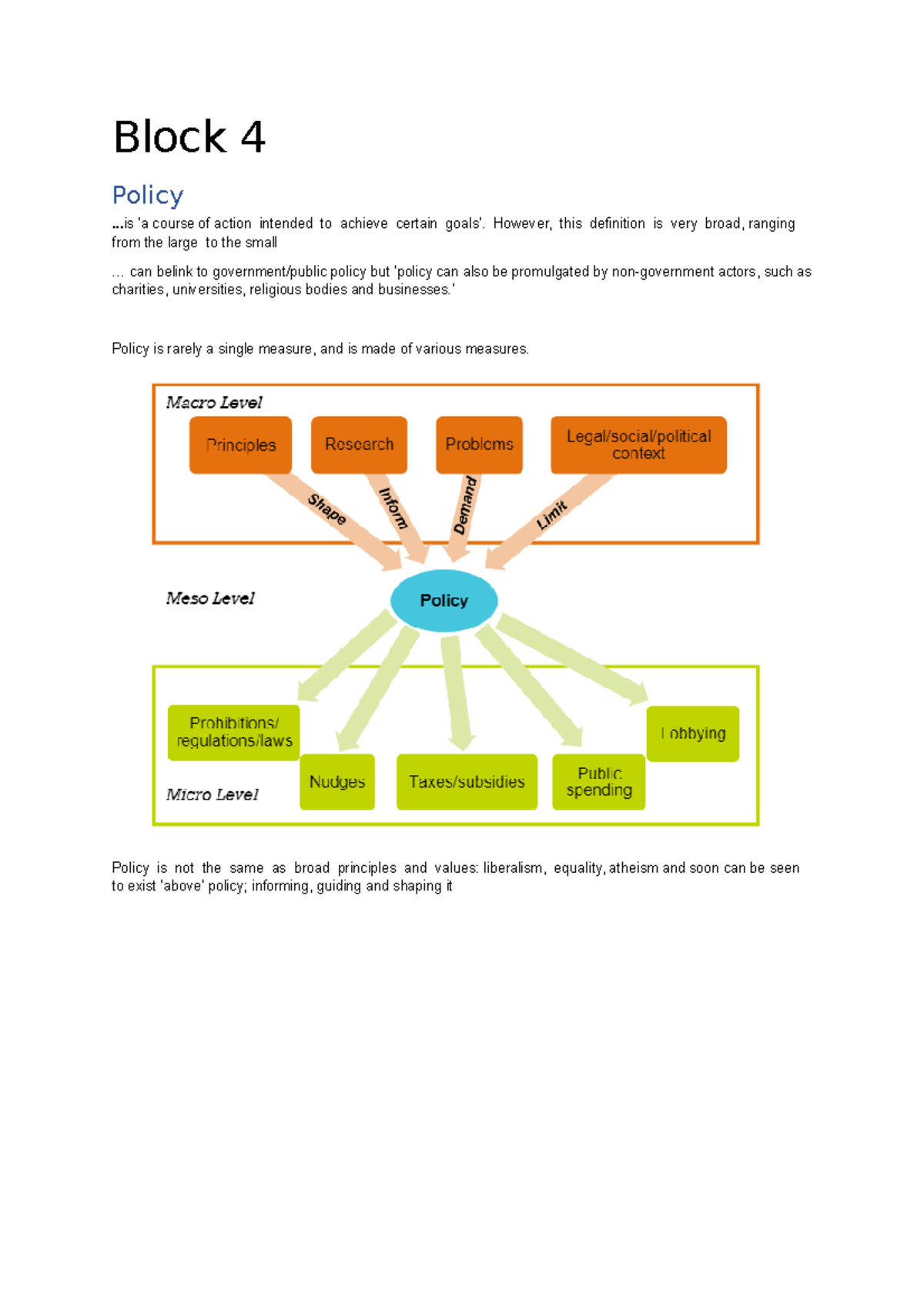 Block 4 - Block 4 Policy .. ‘a course of action intended to achieve ...