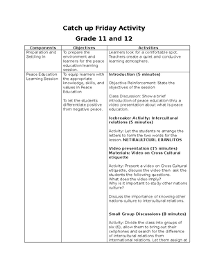 Catch up Friday Activity - Catch up Friday Activity Grade 7 Components ...