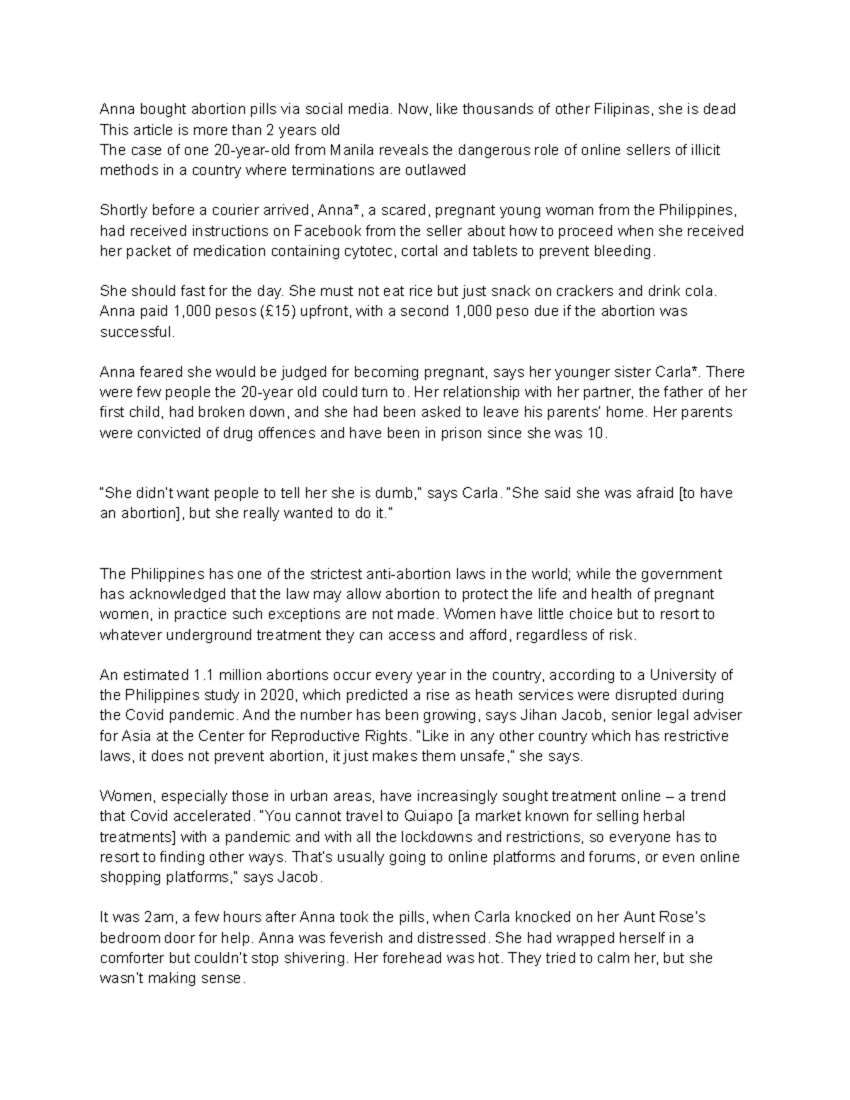 ANNA - Case Study - Anna bought abortion pills via social media. Now ...