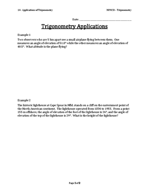 Assignment 1-2 math 10c - Workbook 1A Lesson 1: Measuring Instruments ...
