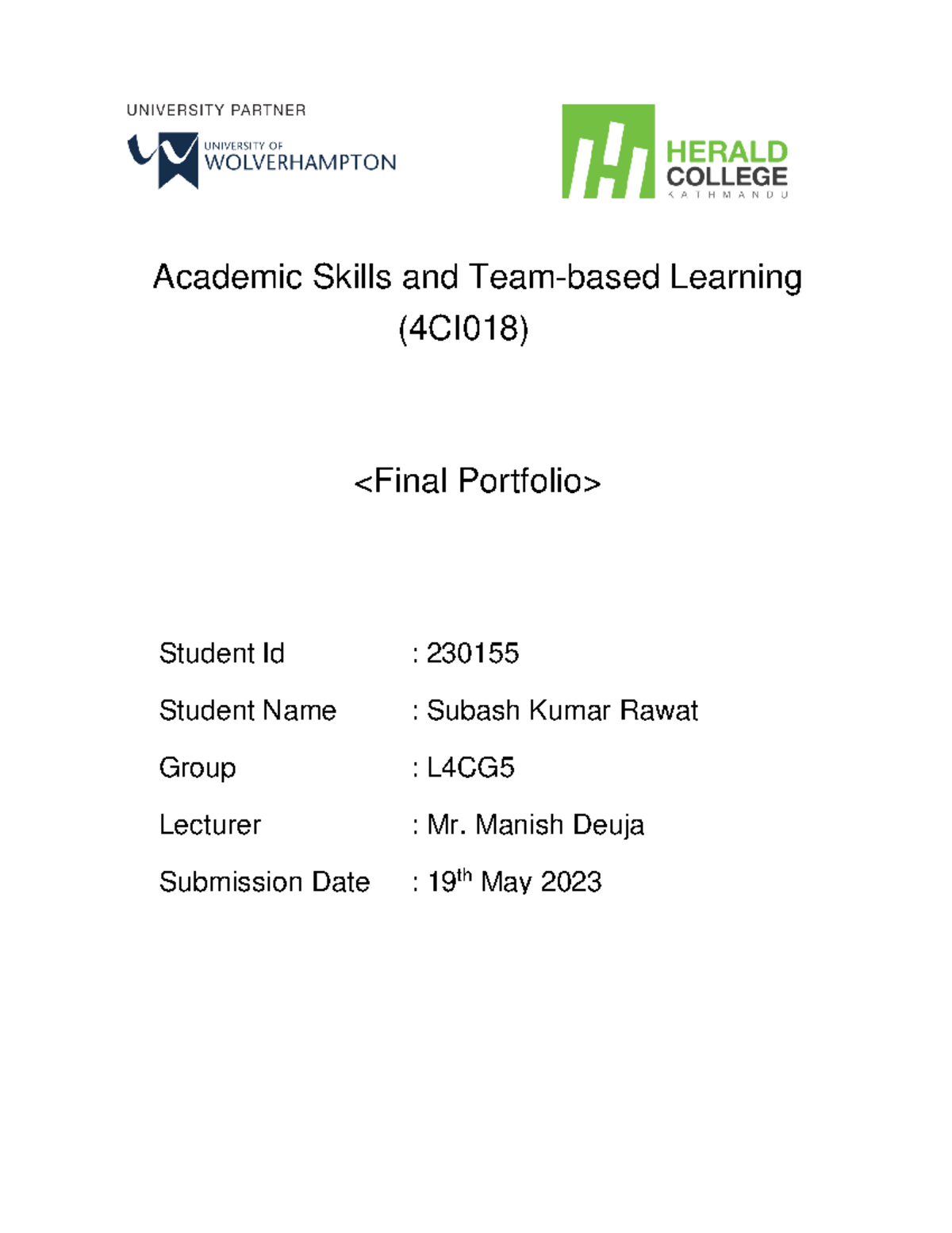 230155 Subash Kumar Rawat - Academic Skills and Team-based Learning ...