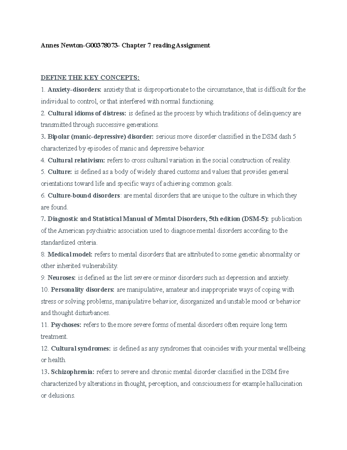 Deviant Behavior Chapter 7 reading Assignment - Annes Newton-G00378073- Chapter 7 reading ...