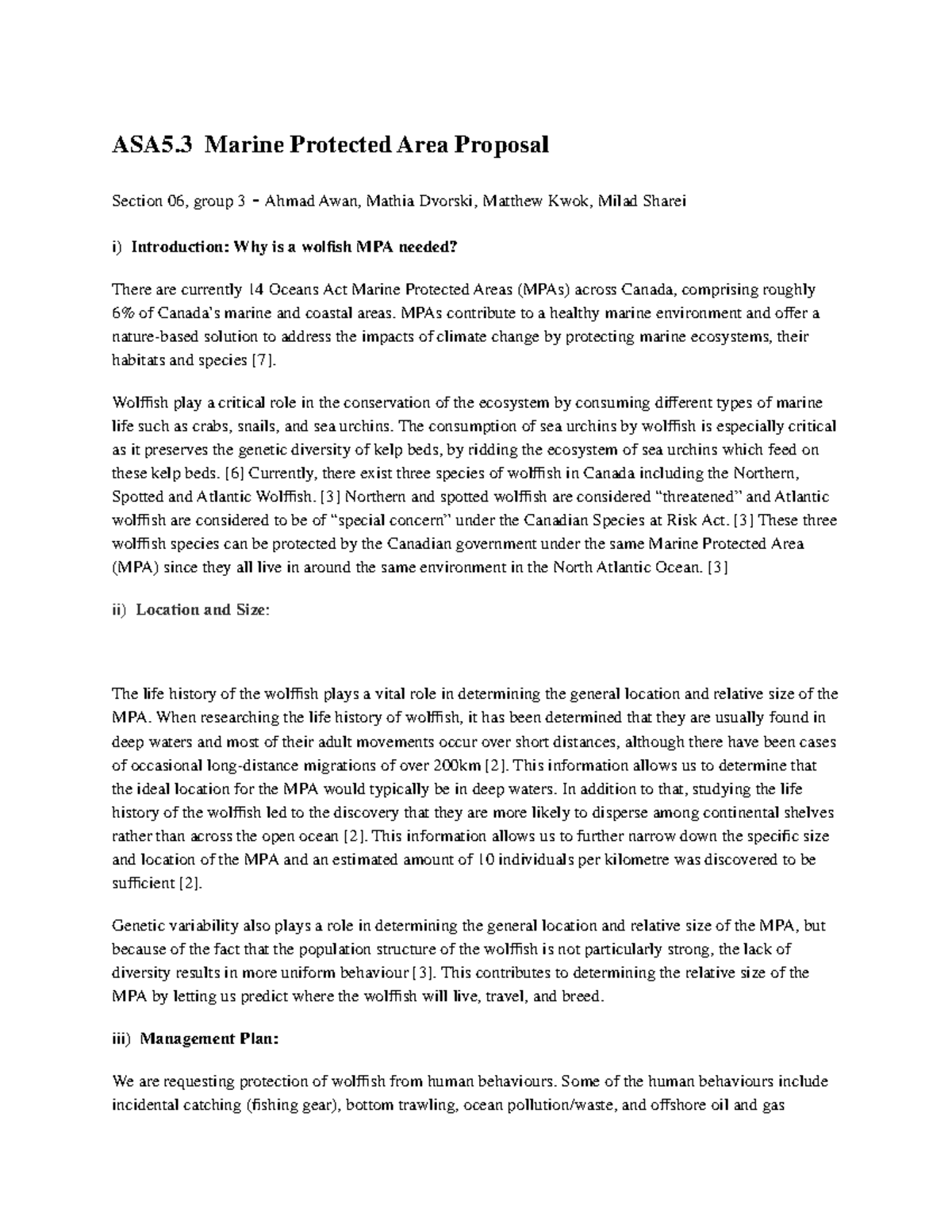 ASA5 MPA for Wolffish - Marine Protected Area Proposal - ASA5 Marine ...