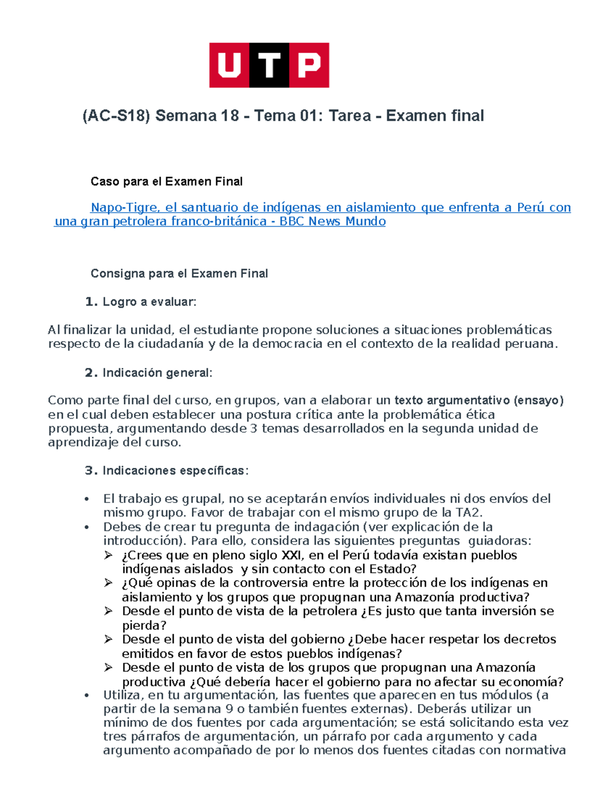Consigna Examen Final - LUY Carlos - (AC-S18) Semana 18 - Tema 01: Tarea - Examen final Caso ...