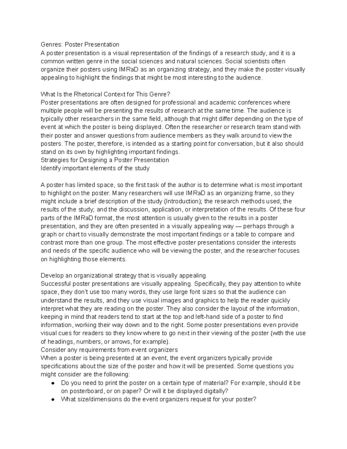 Rhetoric English notes (23) - Genres: Poster Presentation A poster ...