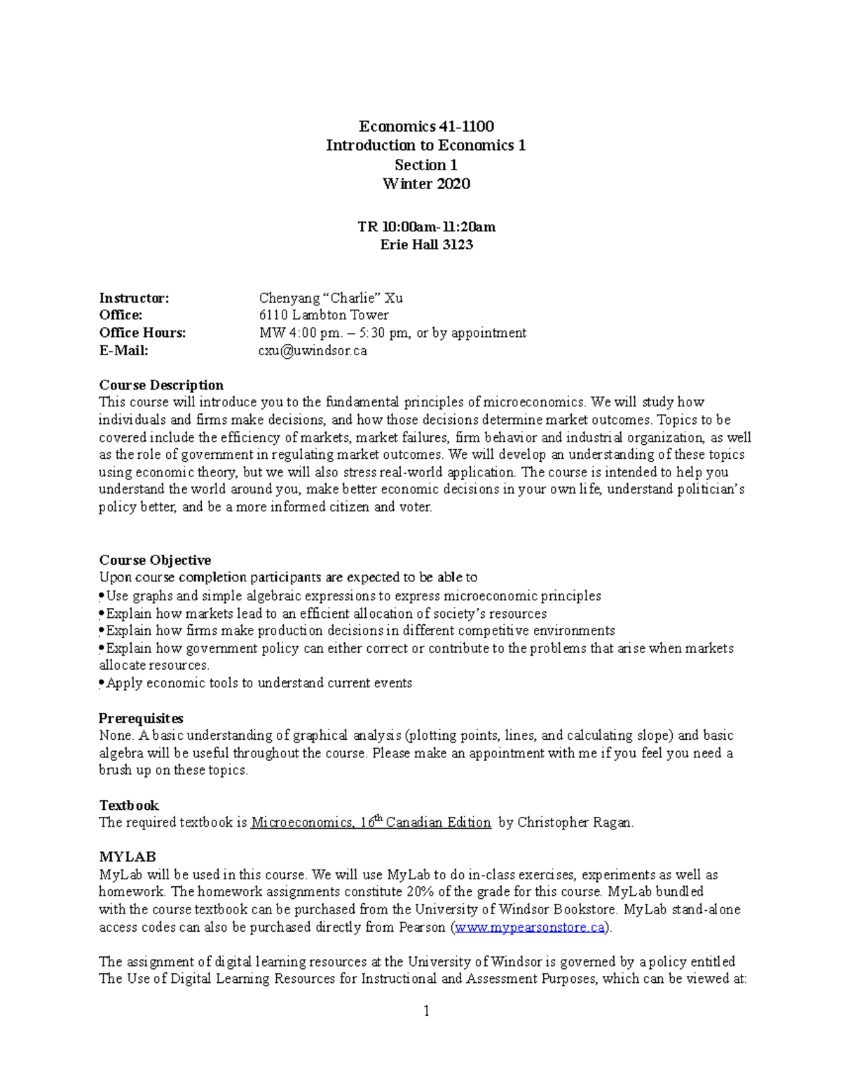 Syllabus ECON1100 Section 1 1 2 03 41 110 U Of W Studocu