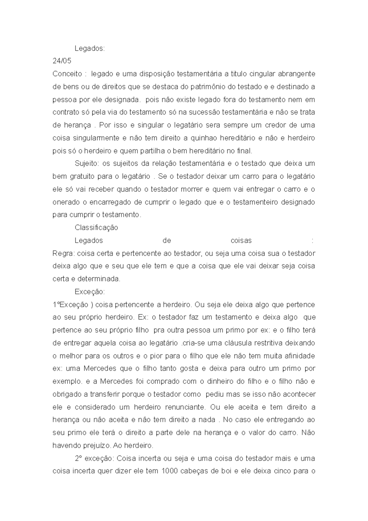Direito civil na prática - Legados: 24/05 Conceito : legado e uma ...