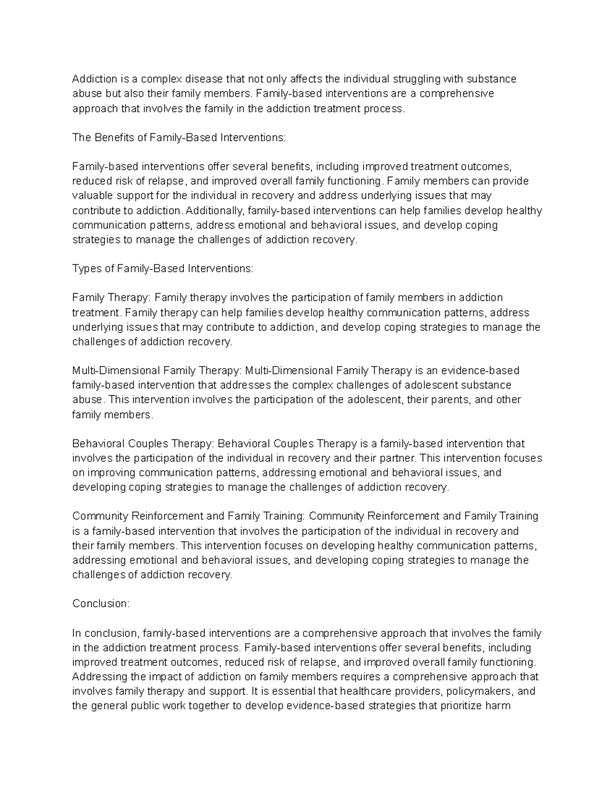 Family-Based Interventions for Addiction Treatment - Addiction is a ...