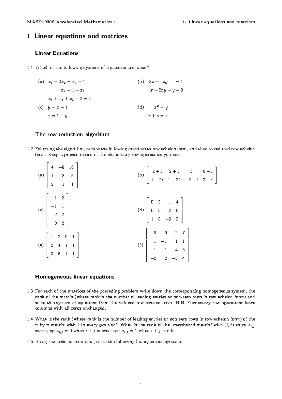 Main-matrices - Practice matrices worksheet - 1 Linear equations and ...