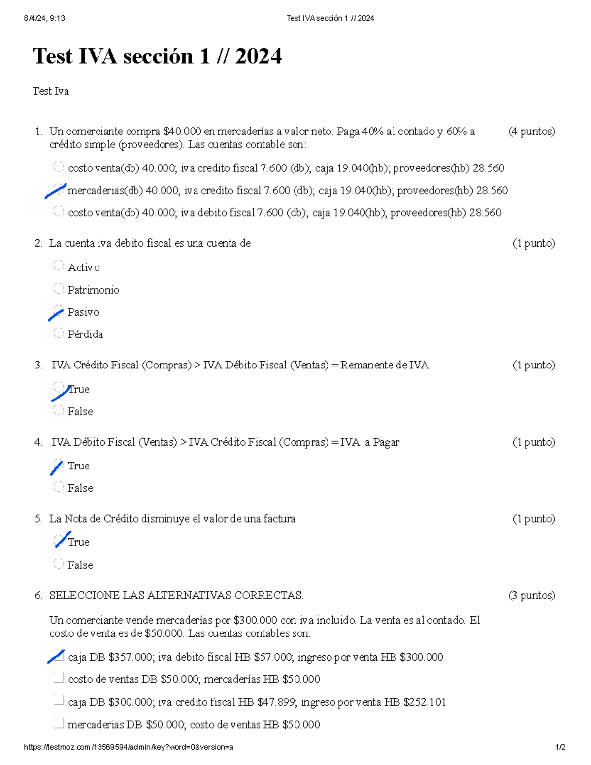Test IVA sección 1 2024 - test iva - 8/4/24, 9:13 Test IVA sección 1 ...