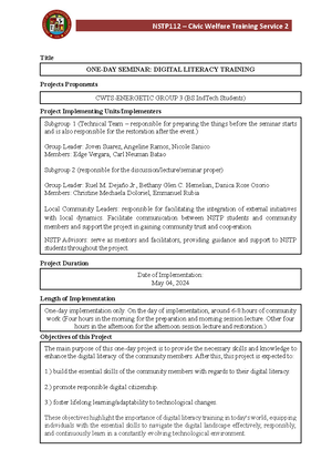 ASEP-2004 - Thank you - Civic Welfare Training Service - Studocu