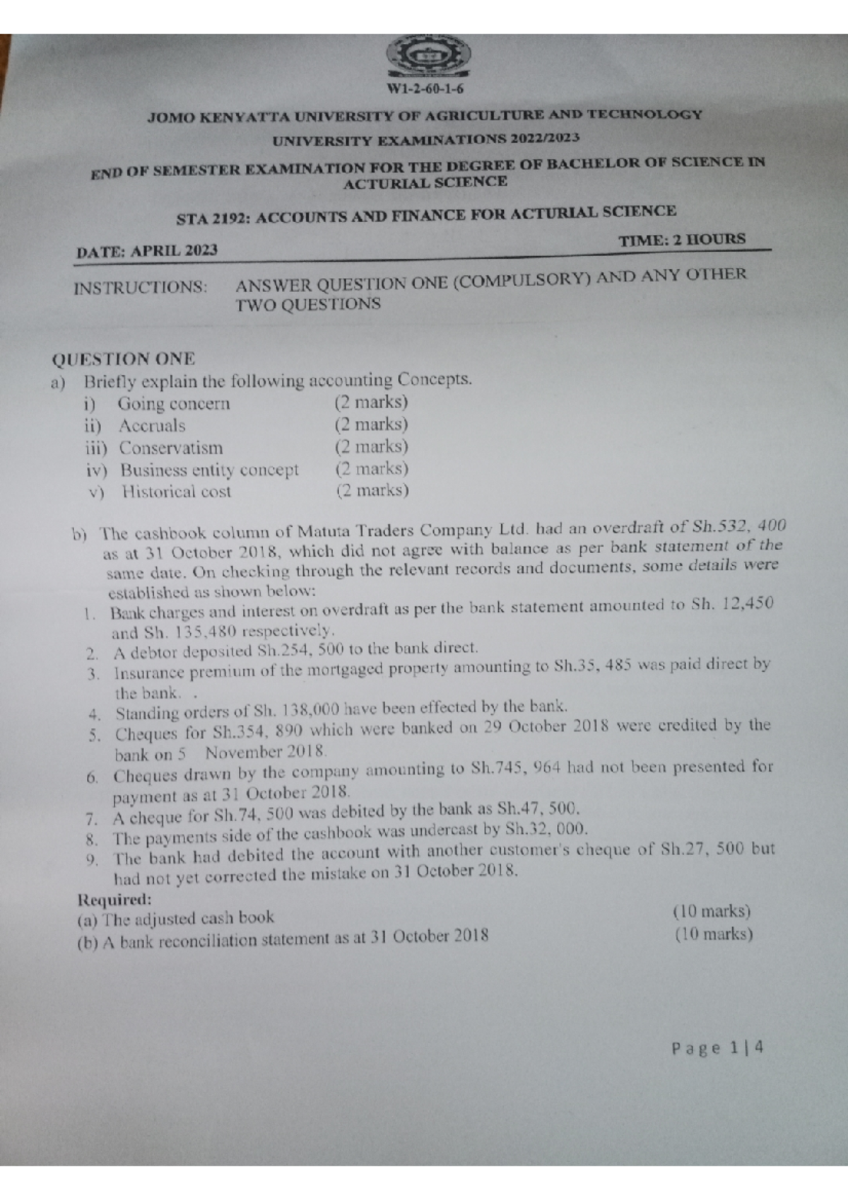 Exams - Revision papers for first year students in the school of ...