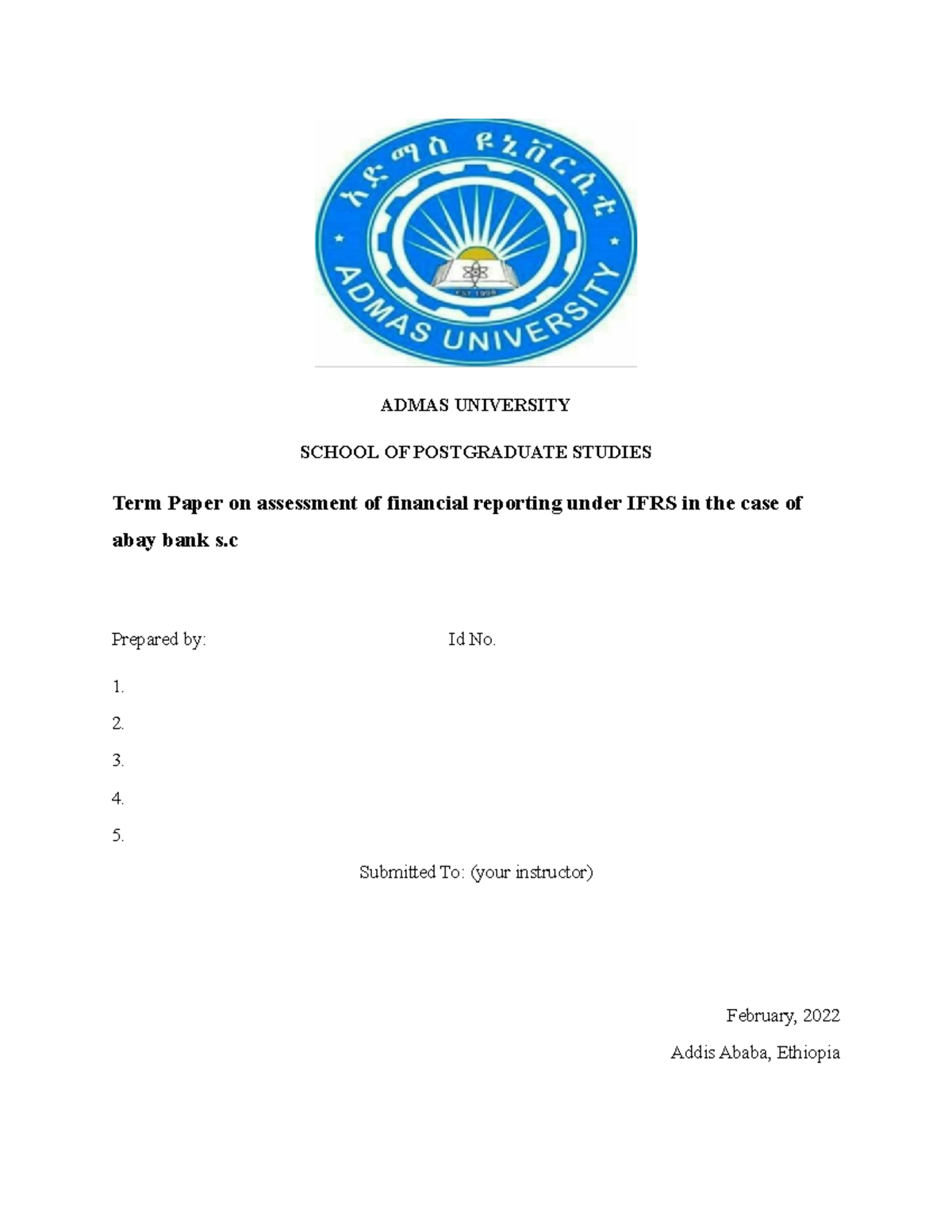 IFRS TERM note and exa - ADMAS UNIVERSITY SCHOOL OF POSTGRADUATE ...